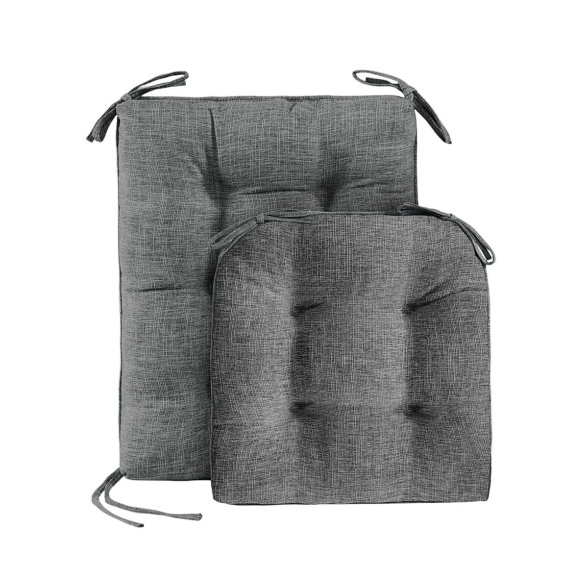 Basic Beyond Rocking Chair Cushions Set of 2, Porch Rocker Cushions for Wooden Rocking Chairs Outdoor with Thick Padding, Back Cushion with Ties, Tufted Seat Cushion with Non-Slip Backing(Dark Grey)