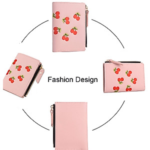 Nawoshow Women Cute Small Wallet Cherry Pattern Coin Purse Card Holder Clutch Bag (A-Pink)
