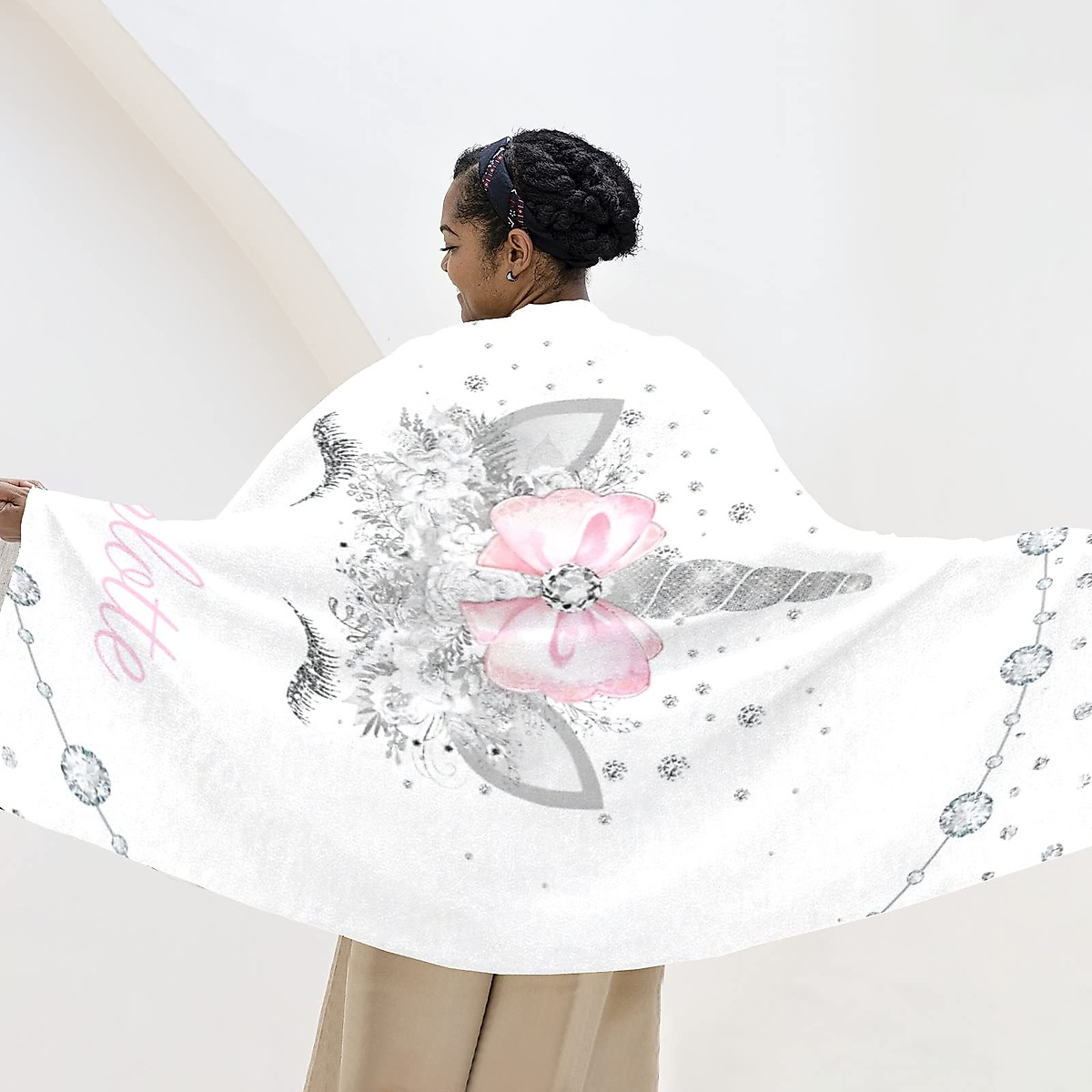 Personalized Floral Unicorn Blanket for Girls Custom Baby Blanket with Name Personalized Baby Girl Gifts Soft Nursery Blanket for Receiving Shower - 30x40in