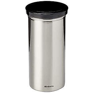 Brabantia Senseo Coffee Pad Storage Jar- Fingerprint Proof Matt Steel Black Lid