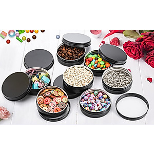 Foraineam 48 Pack 2 oz Round Lip Balm Tin Cans - Aluminum Cosmetic Sample Containers with Screw Lid - Matte Black Metal Empty Tins Storage Travel Tin Jars