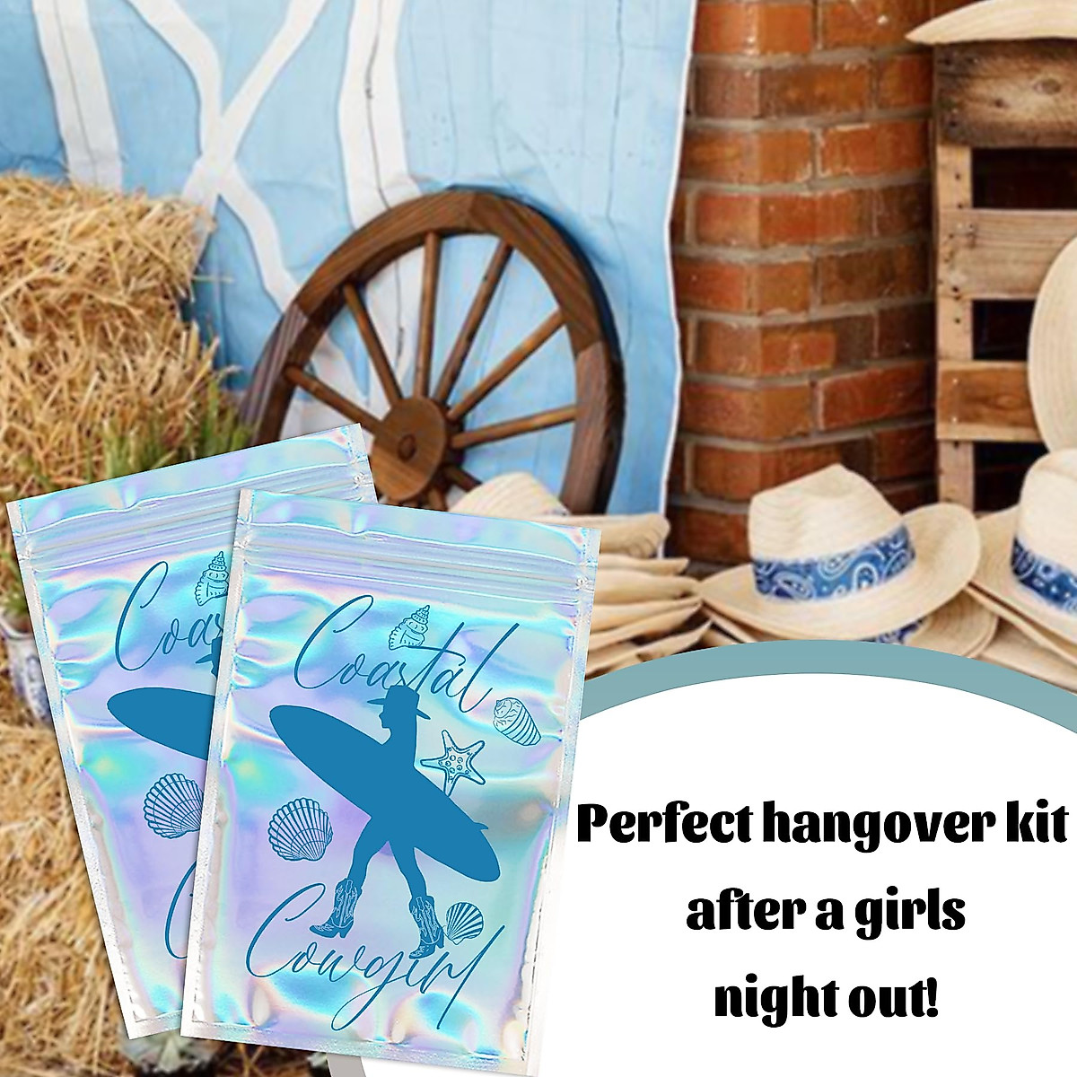 KARAQY Coastal Cowgirl Hangover Kit Bags, Coastal Cowgirl Recovery Kit Bags for Bachelorette Party Wedding Bridal Shower Engagement Party Favors Supplies Decorations