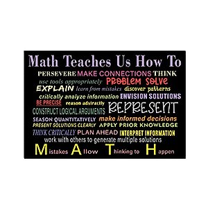 EYSL Retro Tin Signs Vintage Metal Poster Math Teaches Us How To Persevere Make Connections Think Poster Classroom Wall Decor Home Living Room Kitchen Wall Decor 8x12In