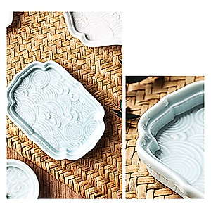 Serving Trays Decorative Tray for Coffee Table Modern Serving Tray Ceramics Tea Tray for Living Room Bedroom Decor 10 Inch Elegant Decorative Tray