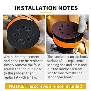 Sander Pad for Ridgid, 2 Pack 5 Inch 8 Hole Orbital Sander Pad for Ridgid R2600 R2601 5" Random Orbit Sander Replacement Hook and Loop Metal Backing Pad for Ridgid #300527002