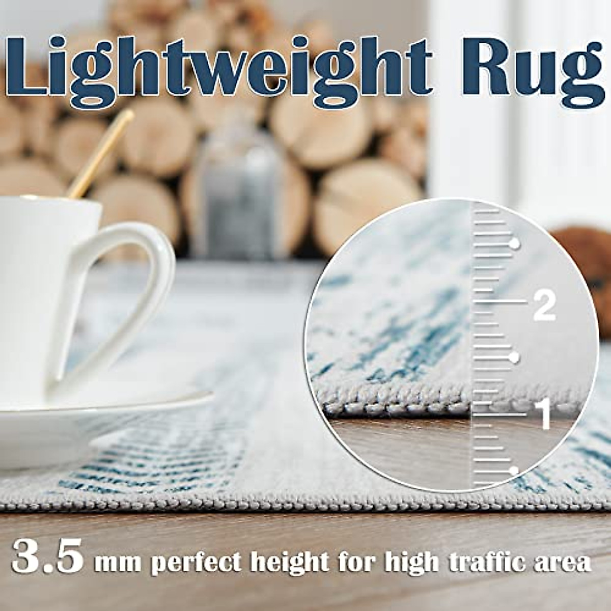 jinchan Area Rug 8x10 Bedroom Rug Boho Rug Outdoor Moroccan Floor Cover Rug Mudcloth Rug Geometric Bohemia Mat Blue Diamond Non Slip Carpet for Living Room Kitchen Rug Dining Room Bathroom