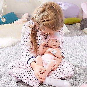 8 piece Layette Baby Doll Gift Set | JC Toys - La Newborn Nursery | 14" Life-Like Smiling Doll w/ Accessories | Pink | Ages 2+, Pink Smiling