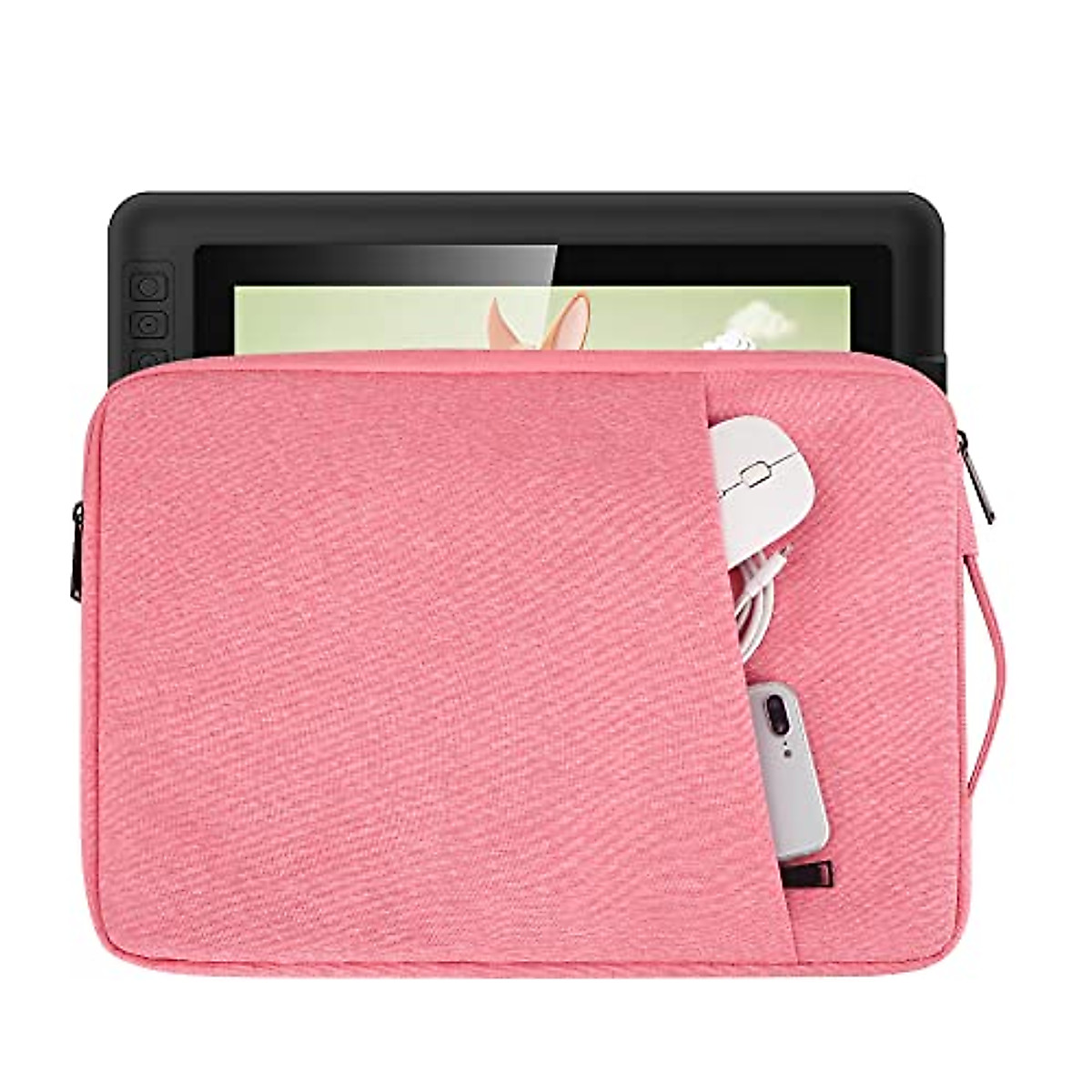 Graphics Drawing Tablet Carrying Case Sleeve for XP-Pen Deco 01 V2, Artist 12 Pro, Huion H610 Pro, Wacom Cintiq Pro 13, VEIKK A30 A50 (Pink)