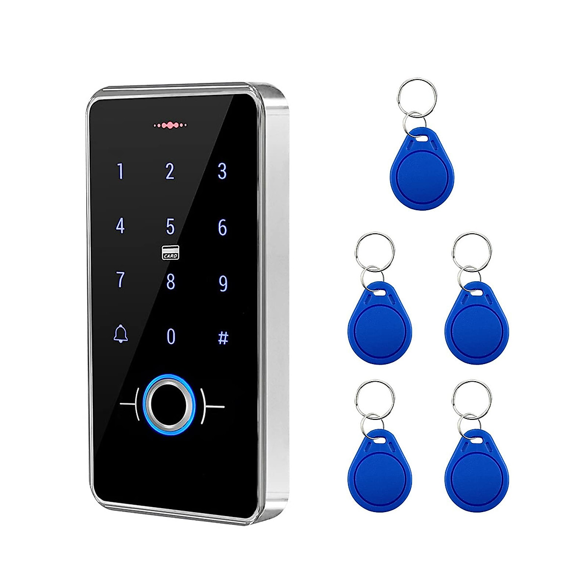 JIAN BOLAND Fingerprint Access Control Keypad, Door Access Control Keypad Wiegand 26 PIN Code RFID Keypad with 5pcs IC Key Fobs Backlight Waterproof IP67