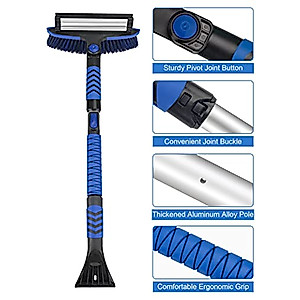 anngrowy 41" Ice Scraper Snow Brush for Car Snow Scraper and Brush Snow Broom Windshield Scraper Car Snow Removal Equipment Snow Cleaner for Car Squeegee Extendable Long Snow Brush Broom for SUV Truck