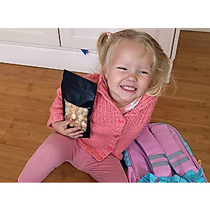 HANSER | Smell Proof Odorless Mylar Resealable Foil Pouch Bags with clear Window | Stand up bottom | Airtight | matte black | 100 Pieces | 4.8x8.2 Inches