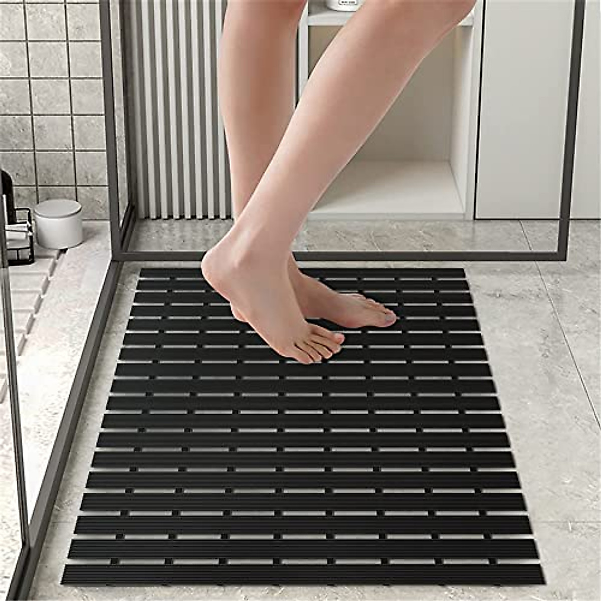 Bathtub Anti-Slip mat with Grip Floor Rubber Backing for Bathroom,Massage Shower mat,Bath tub mats, No Suction Cups Thick Drainage mat,Water Resistance(SPA Black)