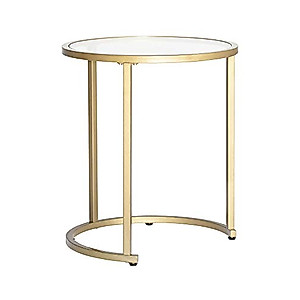 Studio Designs Home Camber Modern 20" and 14.5" Round Set of Nesting Tables in Gold/Clear Glass