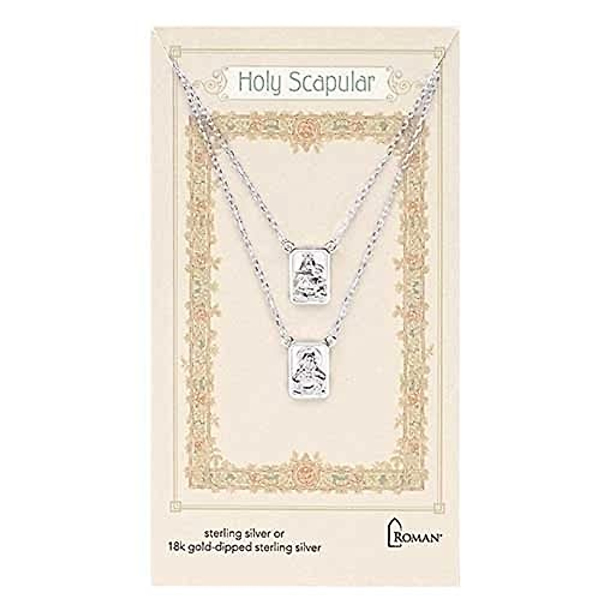 Roman Infinity Holy Scapular Sterling Silver Necklace 26 Inches Long