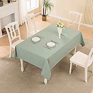 BALCONY & FALCON Rectangle Tablecloth Washable Wrinkle Resistant and Water Proof Table Cloth Decorative Linen Fabric Tablecloths for Dining Parties Kitchen Wedding and Outdoor Use (Mint Green, 55x70)