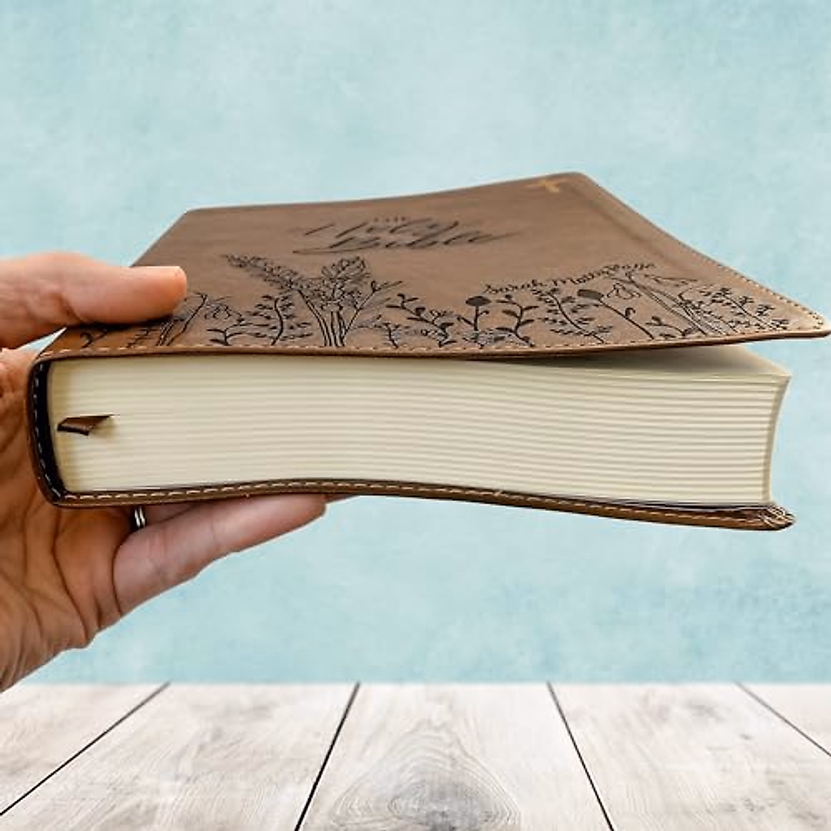 Hand Lettered and Laser Engraved NIV Journaling Bible, Personalized Gift, Custom Name Engraving Available