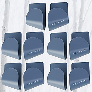 jojofuny Pot Lid Holder Wall Mount, 5 Pair ABS Self Adhesive Pot Lid Storage Rack Pot Lid Organizers Rest Shelf, Seamless Stickers Cabinet Door Pot Hangers- Blue