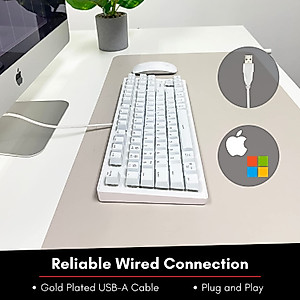 Macally Mac Mechanical Keyboard Backlit - Retro, but Modern - (Tactile/Audible Brown Switches) USB Backlit Wired Keyboard with Crisp White LEDs and Weighted Base - TKL Keyboard for Mac and PC