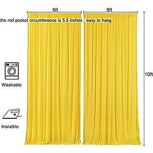 AK TRADING CO. 10 feet x 10 feet Polyester Backdrop Drapes Curtains Panels with Rod Pockets - Wedding Ceremony Party Home Window Decorations - Yellow