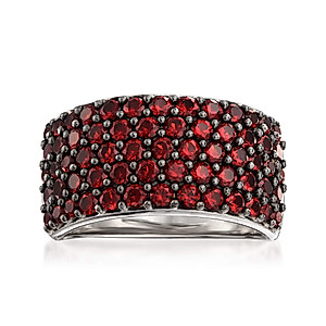 Ross-Simons 2.26 ct. t.w. Garnet Multi-Row Ring in Sterling Silver. Size 9
