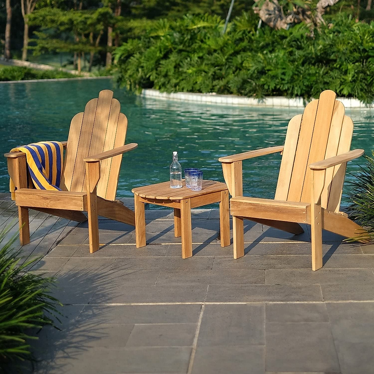 Cambridge Casual Arie Patio Adirondack, Fire Pit Lounge Chair/Natural Teak
