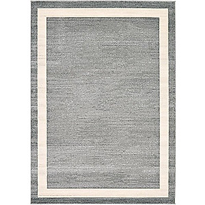 Unique Loom Del Mar Collection Area Rug-Transitional Inspired with Modern Contemporary Design, Rectangular 7' 0" x 10' 0", Gray/Ivory