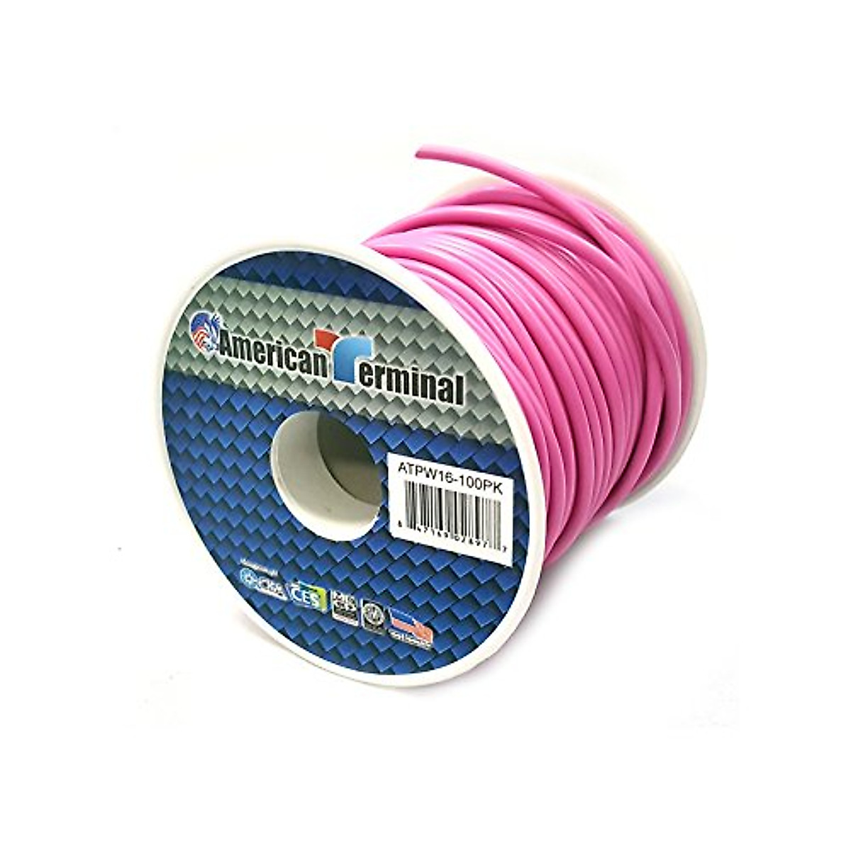 American Terminal ATPW16-100PK 16 Gauge Primary Wire, Pink
