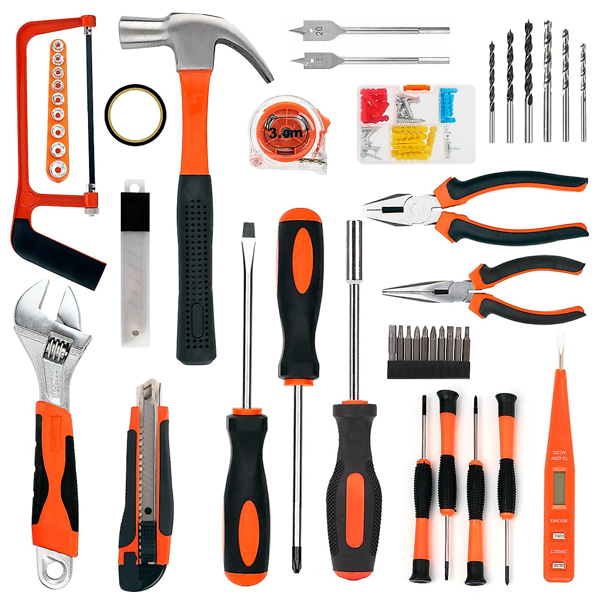 Yougfin Drill Sets Power Tool Combo Kit with 2 Batteries & Charger, 20V Battery Powered Cordless Drill Set with 114pcs Hand Tools, Tool Box with Electric Drill for Home