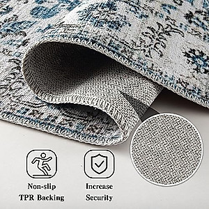 RUGSREAL Boho Washable Runner Rug 2x6 Hallway Runner Vintage Floral Carpet Runner Non Skid Machine Washable Low Pile Non-Shedding Runners Foldable Entry Throw Area Rug for Living Room Bedroom