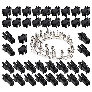 Fielect 100Pairs 2.54mm 5 Pin Black Plastic Male Female -SM Housing Crimp Terminal Connector