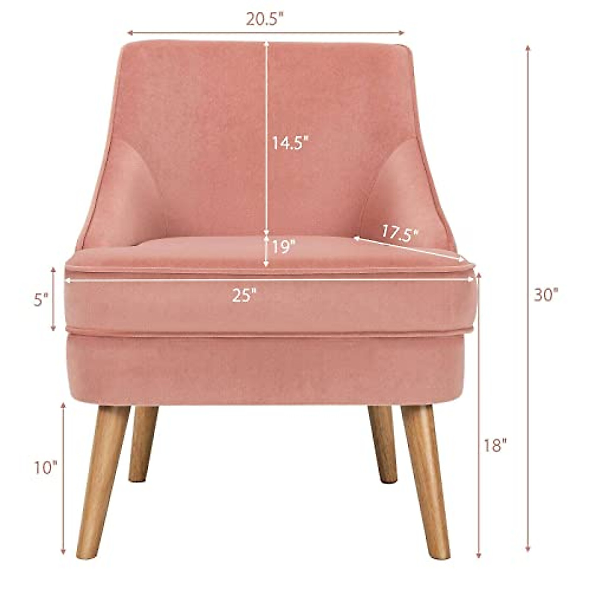 SDQF Single Sofa w/Wood Legs, Pink Sofa Sofa Bed Sofas for Living Room Living Room Furniture Floor Sofa Furniture for Living Room Sofa Bed Couch Fold Out Couch Bed