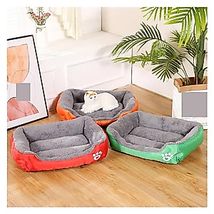ITOMEN Pet Bed Large Pet Cat Dog Bed Square Plush Kennel Cat Mat Mattress Pet Cushion Medium Large Dogs Pet Comfort (Color : 2, Size : L)