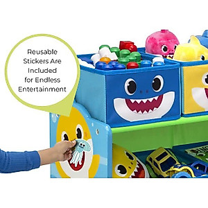 PZCXBFH Baby Shark Playroom Solutions Set of 4 - Set Includes Table and 2 Chairs and 6 Boxes of Toy Storage