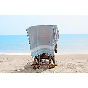 LANE LINEN 100% Cotton Beach Towel with Bag 2 Pack Towels Oversized 39"x71" Pool Highly Absorbent Extra Large Quick Dry Travel Towel - Aqua