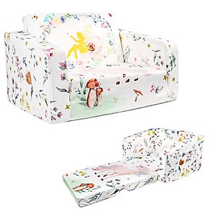 GFU Kids Sofa, 2-in-1 Toddler Chair for Girls, Soft Kids Couch Convertible, Pink Children's Mini Sofa Lounge Chair Fold Out, Perfect for Playroom and Bedroom, Genie