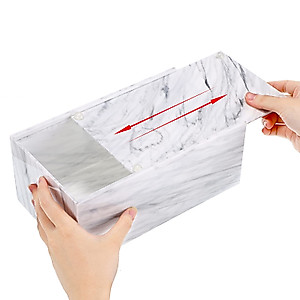 Sumnacon Tissue Box Cover - Decorative Acrylic Tissue Box Holder, Stylish Facial Tissue Holder for Dresser Bathroom Bedroom Table Night Stand Countertop Home Office Decor (9.4 x 5.4 Inch/Rectangular, Mable White)