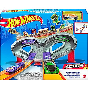 Hot Wheels Toy Car Track Set Super Speed Blastway, Dual-Track Racing for 1 or 2 Players, 1:64 Scale Car [Amazon Exclusive]