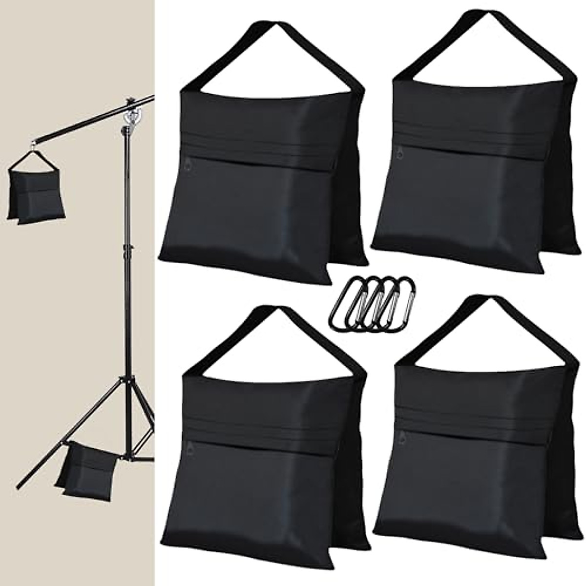 Eurmax USA Photography Sandbags Weight Bags Heavy Duty Saddlebag for Photo Video Equipment,Backdrop Stand, Light Stand,Photo Tripod,Canopy,Pop Up Tent,Umbrella Base,Fishing Chair,Picnic Table 4-Pack