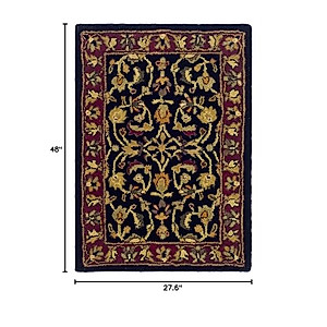SAFAVIEH Heritage Collection Accent Rug - 2'3" x 4', Black & Red, Handmade Traditional Oriental Wool, Ideal for High Traffic Areas in Entryway, Living Room, Bedroom (HG953A)
