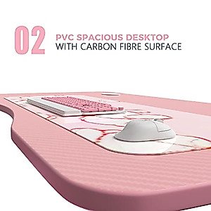 VITESSE Pink Gaming Desk, 40 inch Ergonomic Gaming Desk for Girls, Cute Kawaii Computer Desk, Gaming Tables with Headphone Hook…