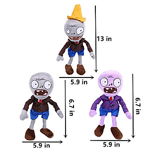 JHESAO 6 PCS Plants and Zombies PVZ Plush Zombies Plants Sets Toy Peashooter Conehead Zombie, 1 2 Stuffed Soft Chomper Doll Duck Zombie, Sunflower PVZ Figure Doll Purple Zombie New