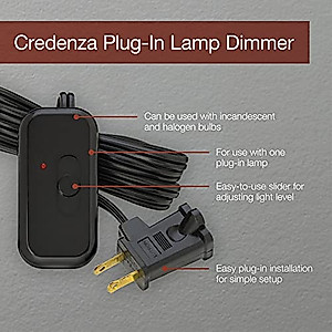 Lutron Credenza Plug-In Dimmer for Incandescent and Halogen with Locator Light, TT-300NLH-WH, White