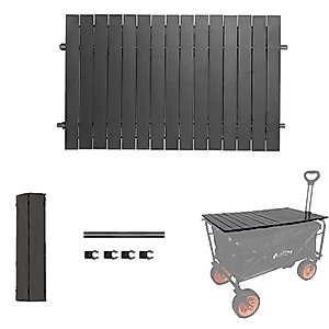 Aluminum Alloy Steel Collapsible Board Desktop for Garden Cart Foldable Wagon，Heavy Duty Foldable Metal Board for Outdoor Camping 34.64x20.87'' Black (Garden Cart not Include)
