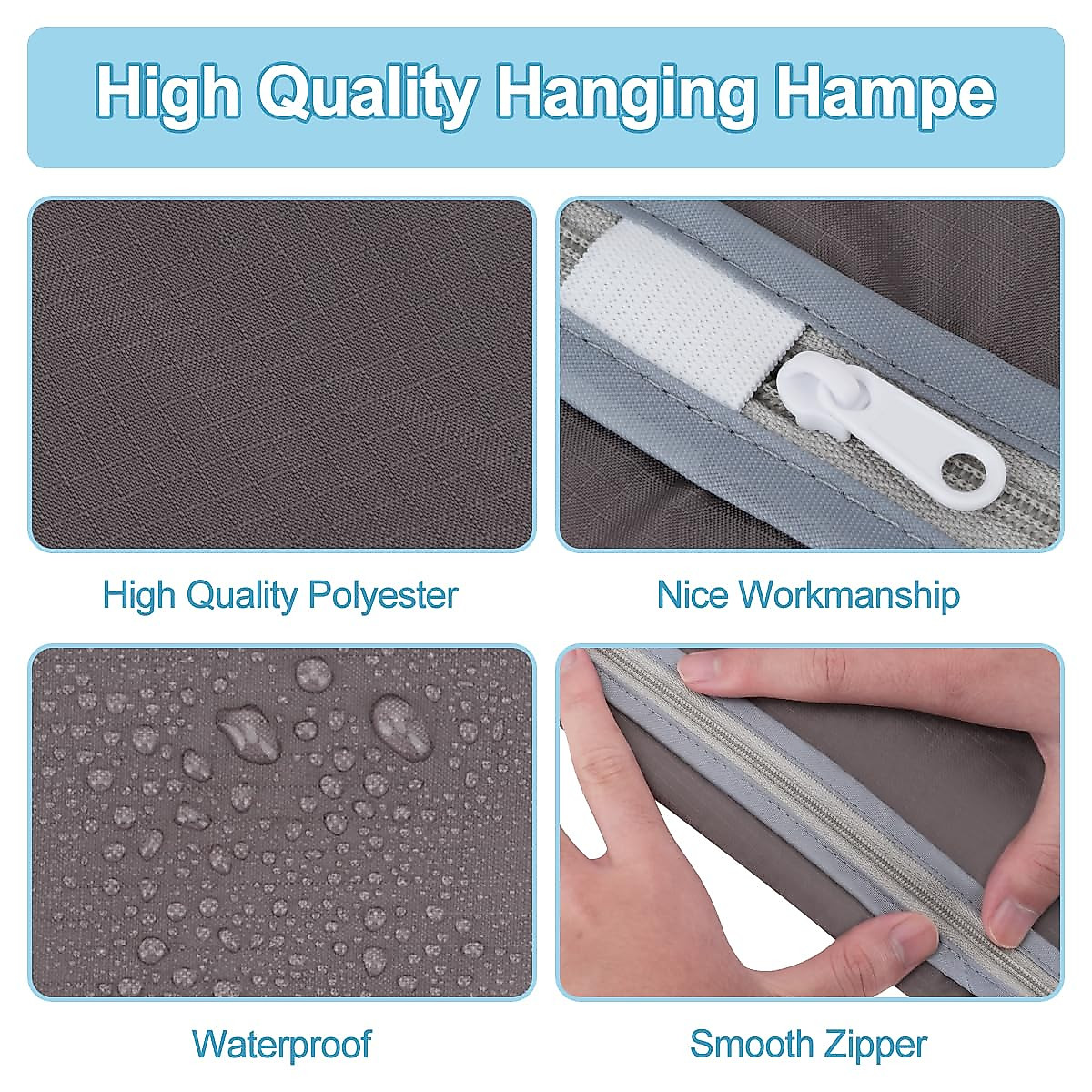 QUMENEY 2 Pack Door Hanging Laundry Hamper, XL Hanging Laundry Bag with 4 Hooks Over Door Laundry Hampers for Dirty Clothes, Large Laundry Organizer Bag for Bedrooms Dorms Closets（31"X 20",Grey)