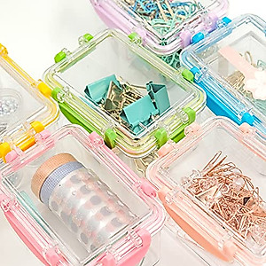 Small Plastic Box, Stackable Mini Plastic Storage Box with Lid, Clear Plastic Organizer Container for Jewelry Beads Small Crafts Items Accessories - 6 Pack