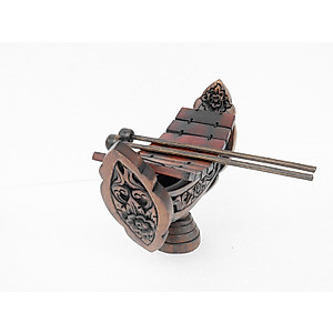 GABUR Thai Traditional Musical Instruments Teakwood Teak Wood Wooden Xylophone 8 Bar Notes, inch Wood040