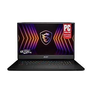 MSI Titan GT77 17.3" UHD 120Hz Gaming Laptop: Intel Core i7-12800HX RTX 3070 Ti 32GB DDR5 1TB NVMe SSD, Thunderbolt 4, USB-Type C, Cooler Boost Titan, Win11 Pro: Core Black 12UGS-009