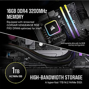 Corsair Vengeance i7400 Series Gaming PC - Liquid Cooled Intel® Core™ i5 12600KF CPU - NVIDIA® GeForce RTX™ 4060 GPU - 1TB M.2 SSD - 16GB Vengeance RGB DDR4 Memory - Black