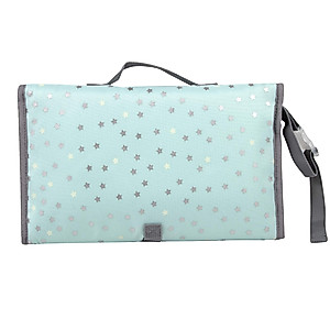 Diaper Bag Tote 5 Piece Set with Sun, Moon, and Stars and Baby Portable Changing Pad, Diaper Bag, Travel Mat Station Gift Set