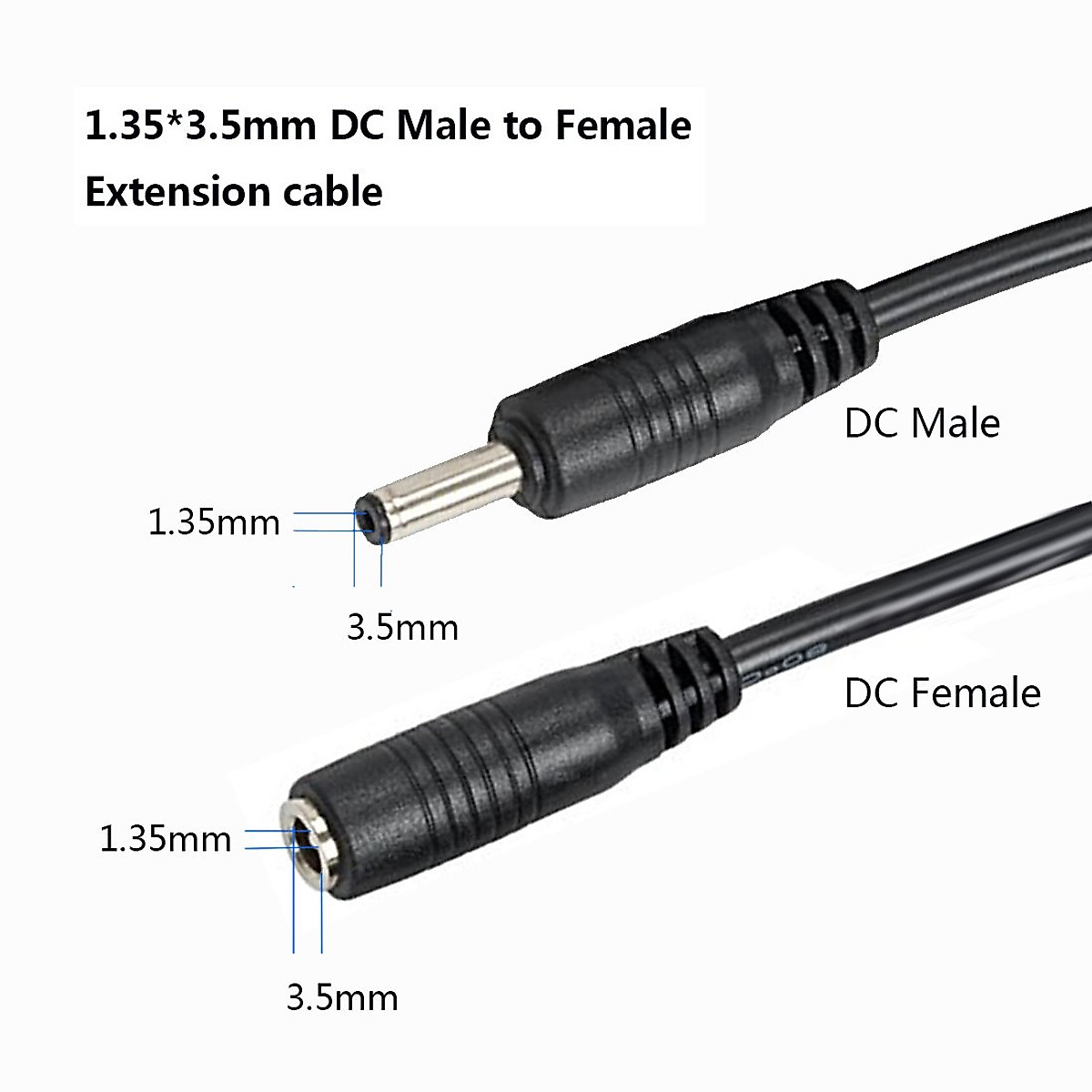 Liwinting 5Meters/16.4Feet DC Power Adapter Extension Cable, 1.35mm x 3.5mm Male to Female Jack DC 5 V Power Adapter Plug Extension Cord for DC Power Adapter, CCTV Security Camera etc. - Black